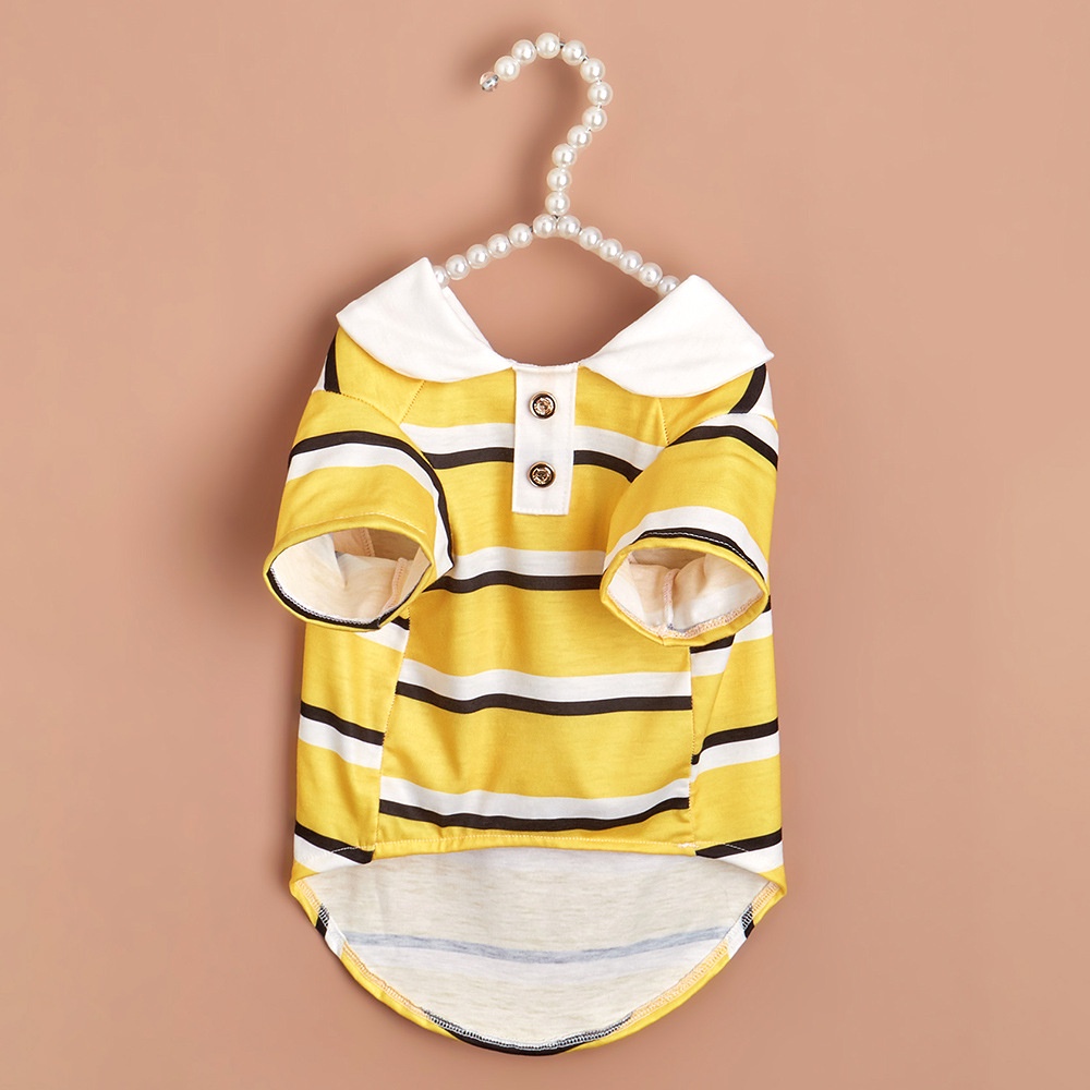 Dog Clothes for Shih Tzu Male Yellow Striped Pet Costume Summer Puppy ...