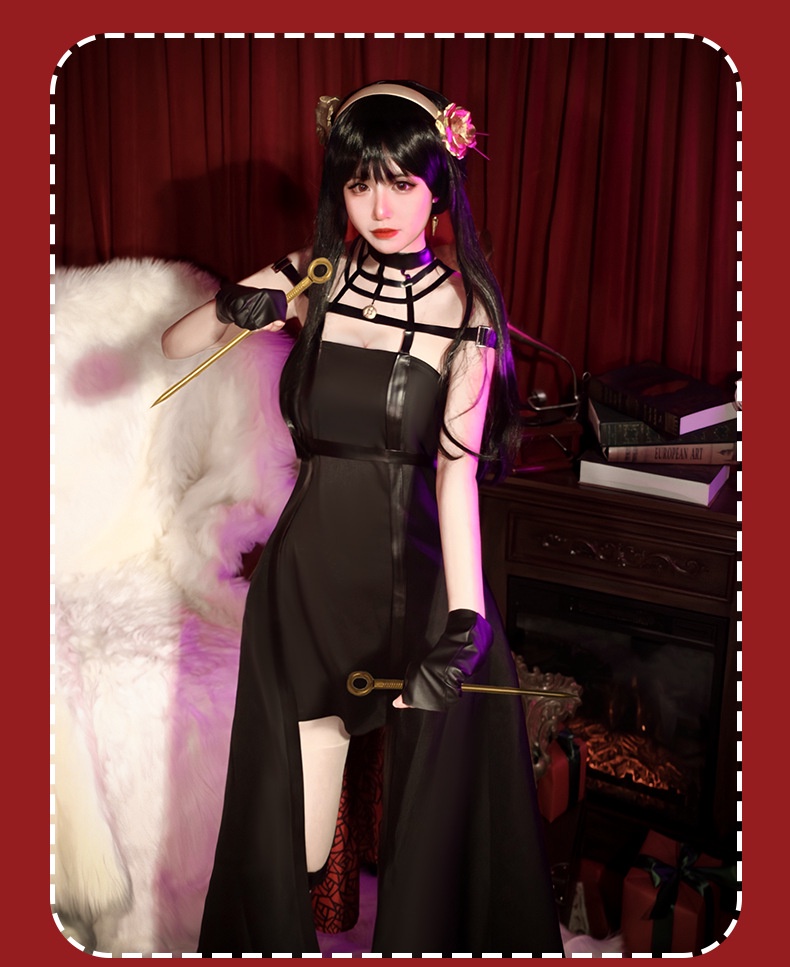 Anime Spy X Family Yor Forger Cosplay Black Dress Clothes Set Women ...