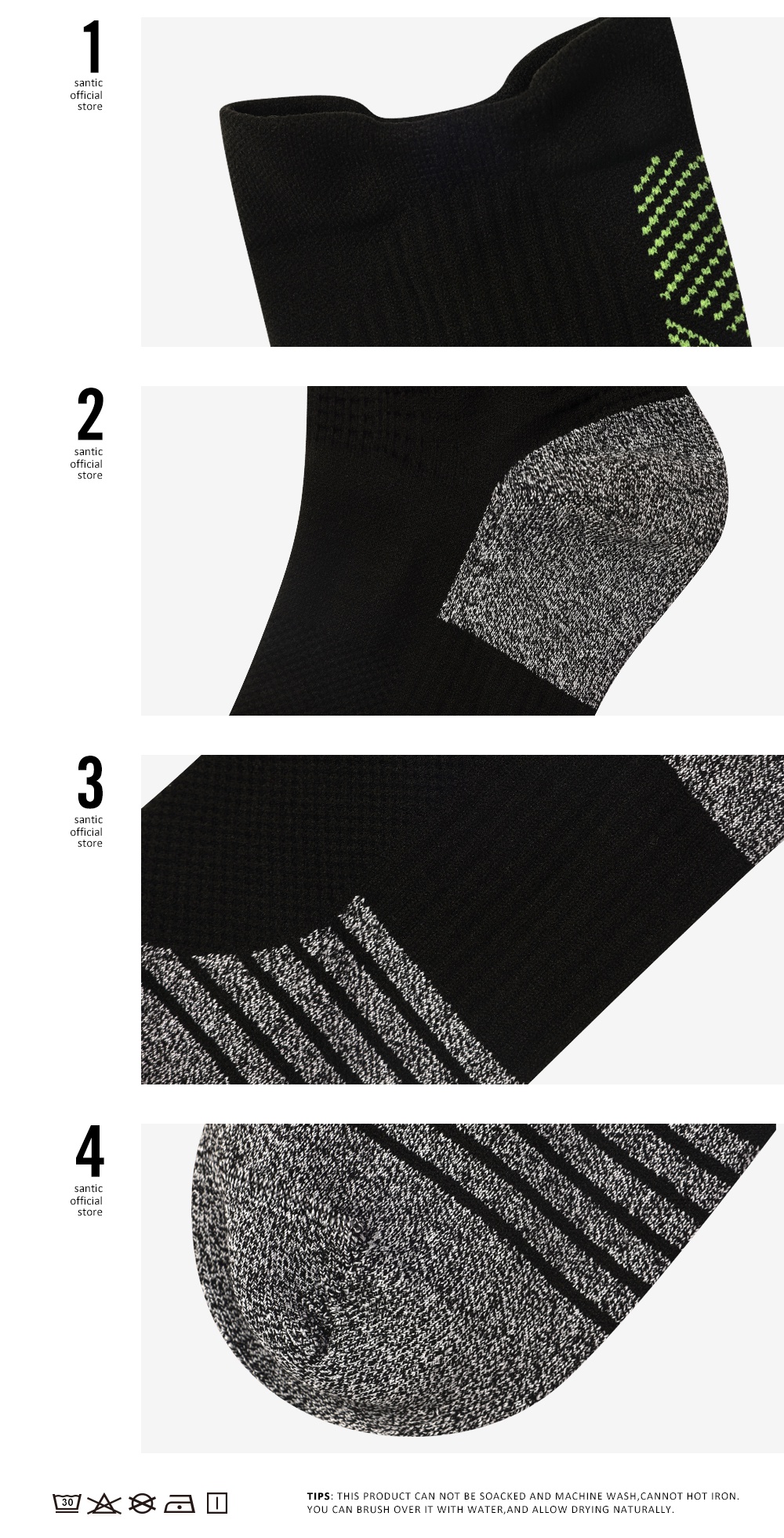 Santic Men Cycling Socks Breathable Anti-sweat Sports Socks Running MTB ...