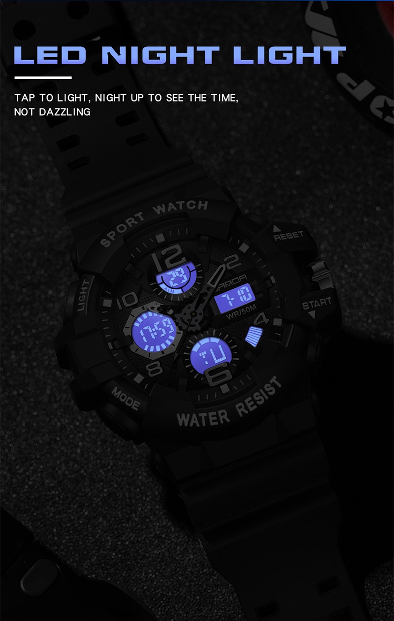SANDA Top brand Luxury Watches Men Military Mens Watch Waterproof Sport ...