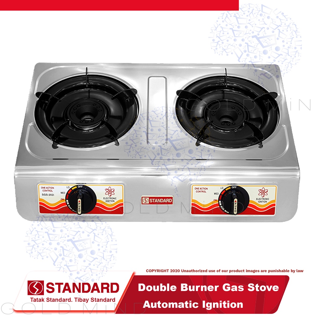 Standard Gas Stove Double Burner LPG Stove Stainless Steel Automatic ...