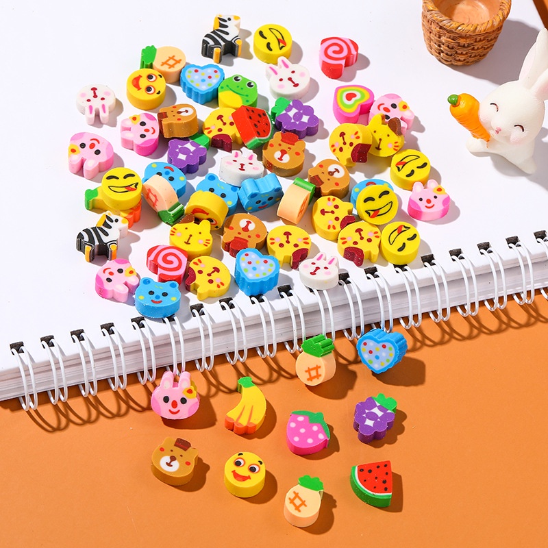 20PCS Cartoon Eraser Space Fruit Number Primary School Student Prize ...