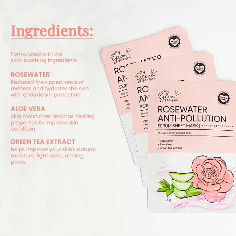 Hello Glow Serum Sheet Mask - Rosewater Anti-Pollution | Shopee Philippines