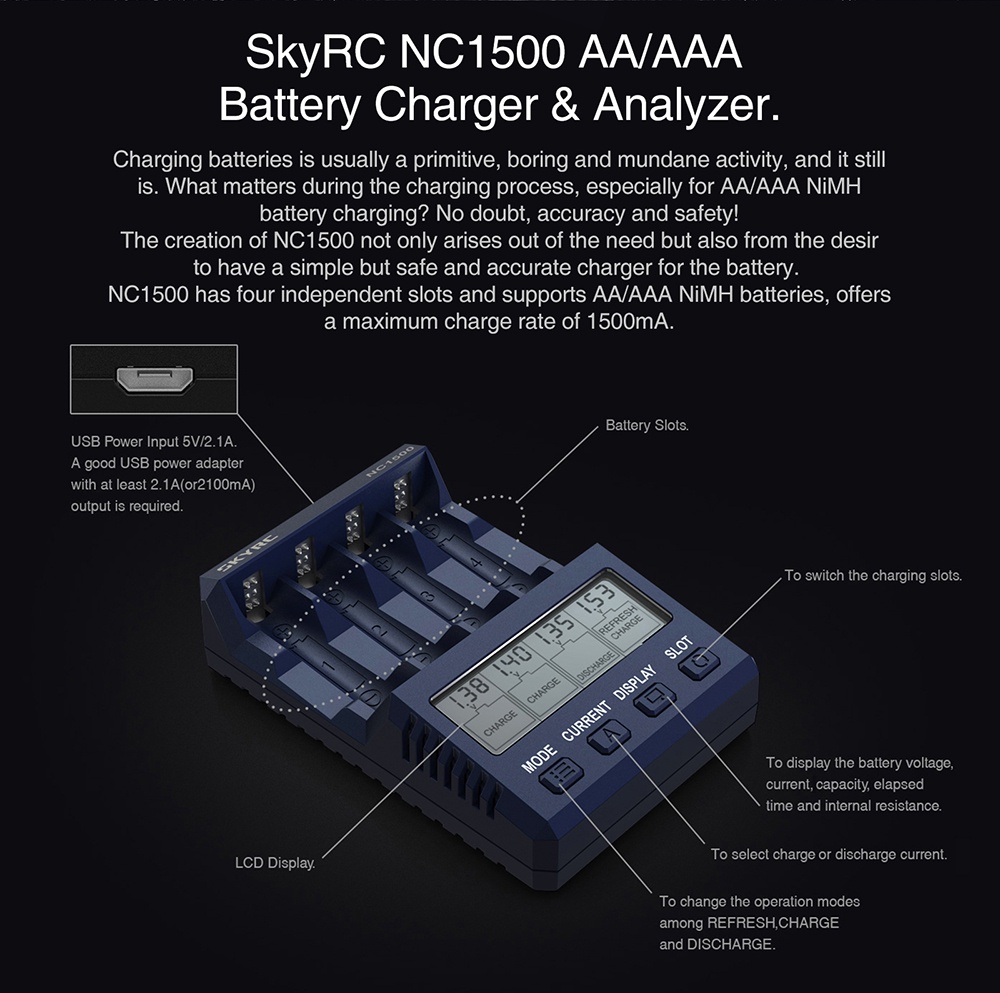 SKYRC MC3000 Charger NC2500 Pro / NC2200 Smart Battery Charger | Shopee ...