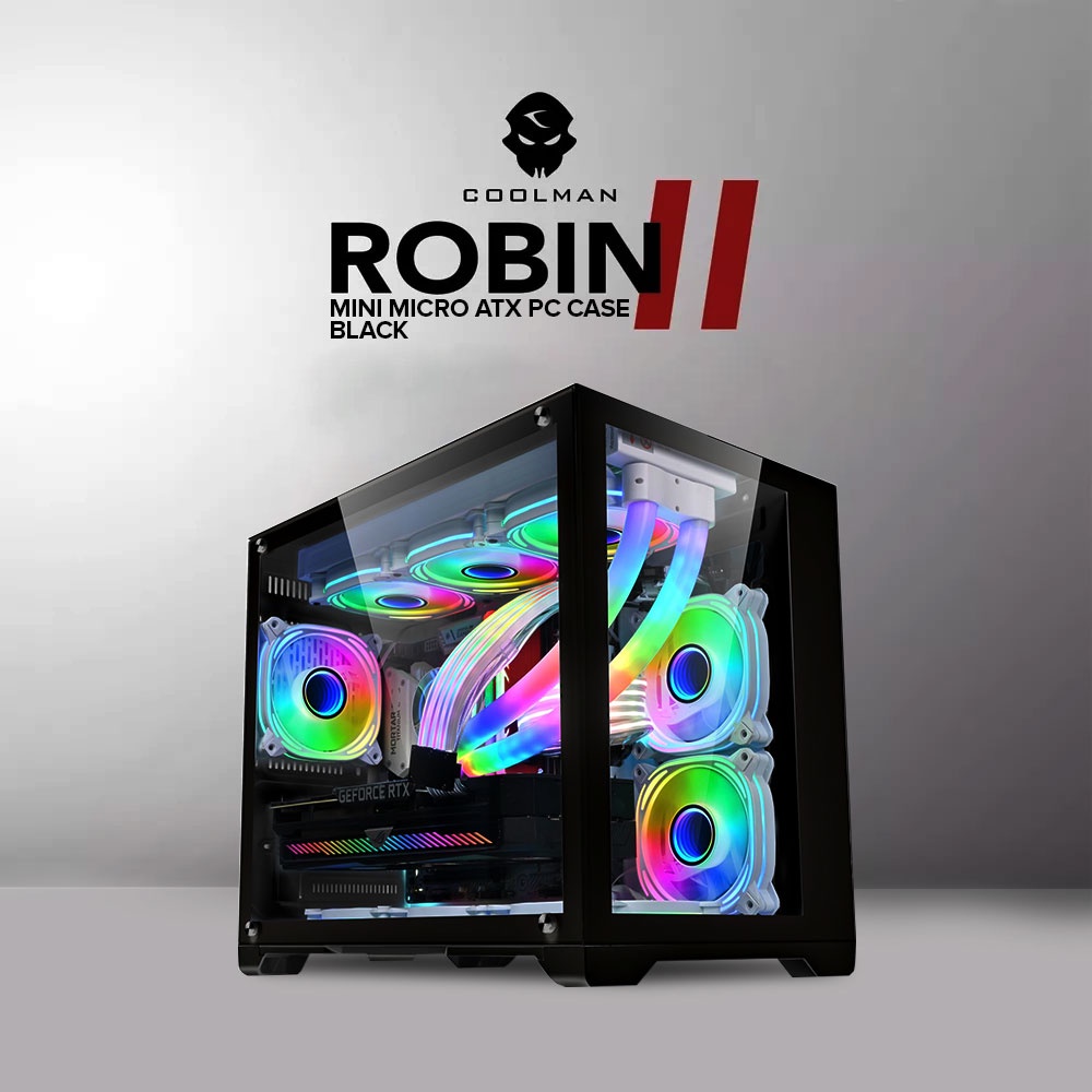EasyPC | CoolMan Robin 2 Mini Black and White Optimal Airflow Tempered ...