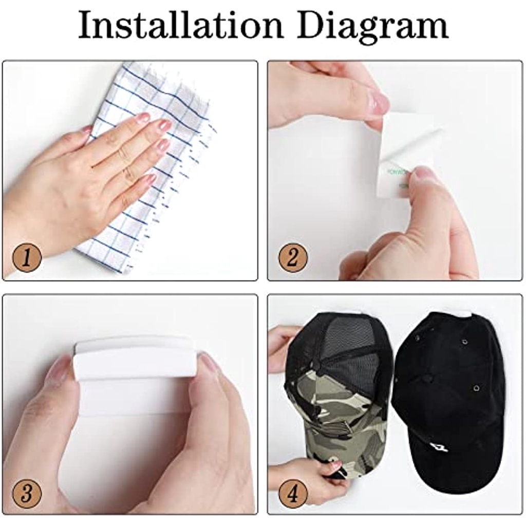 10 PCS Adhesive Hat Black Hooks Door Hat Holder Baseball Cap Rack ...