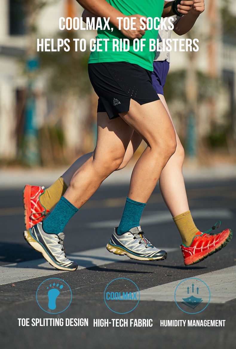 3 Pairs AONIJIE Running Socks Medium Long Tube Anti Blister Men Women ...