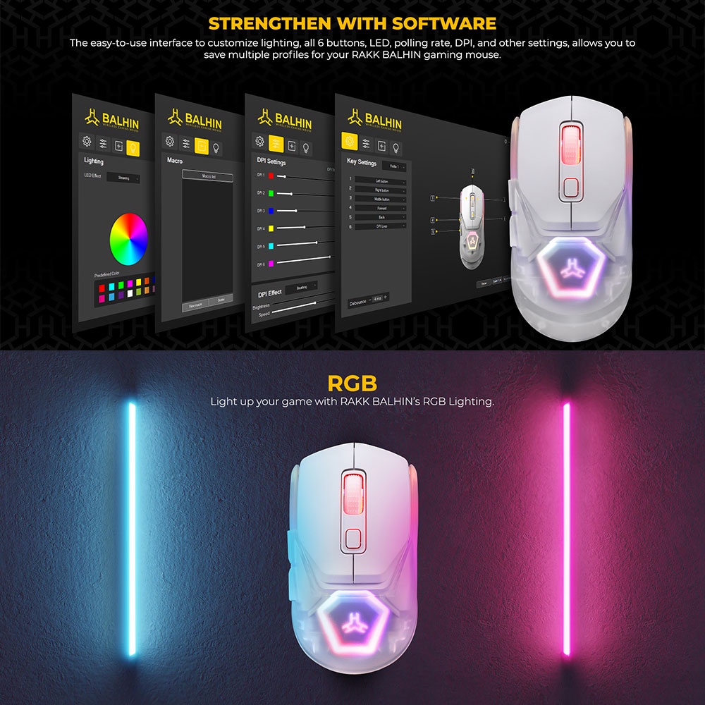 Rakk Balhin trimode 3335 Sensor TRI MODE (BT + 2.4G + WIRED) KAILH GM 8 ...