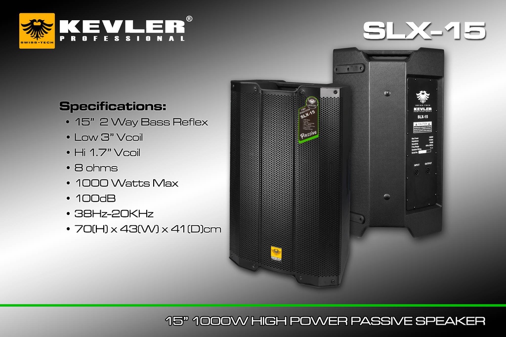 New Kevler Professional 2pcs SLX- 15 15 inch 2 way Bass Reflex 8 ohms ...