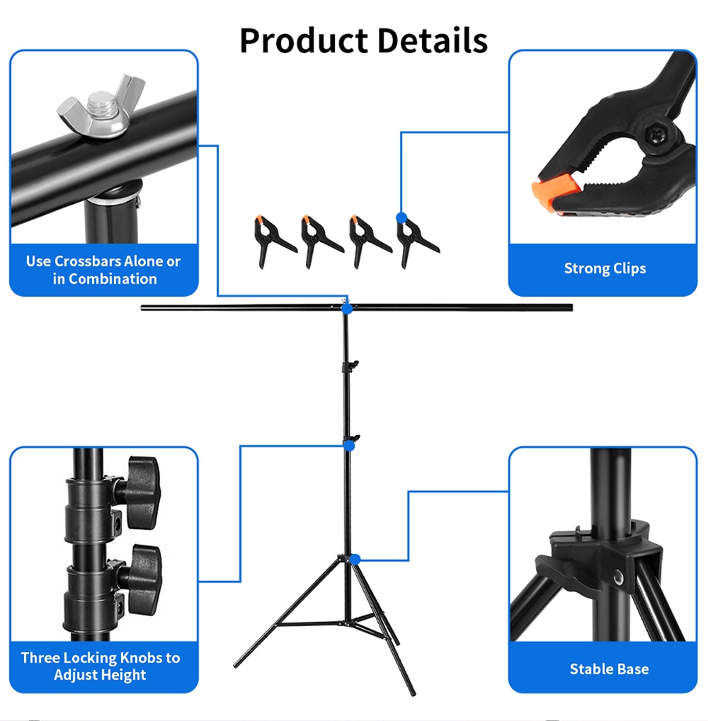 200 X 200cm Backdrop Stand Metal T Type Photography PVC Backdrop ...