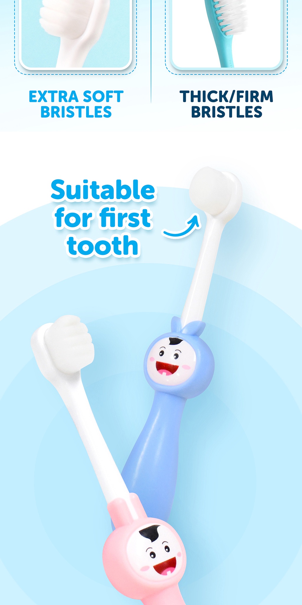 Uni-Love Infant to Toddler Toothbrush (0-2 Years Old) BLUE Pack of 2 ...
