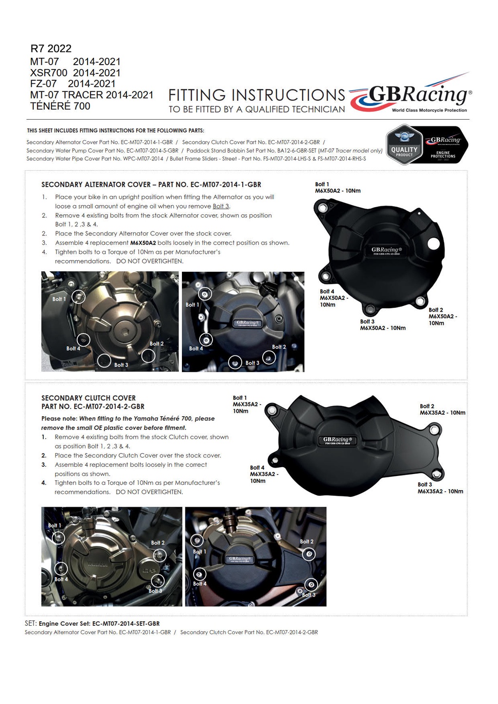 R7 Motorcycles Engine Cover Protection Case for Case GB Racing For ...