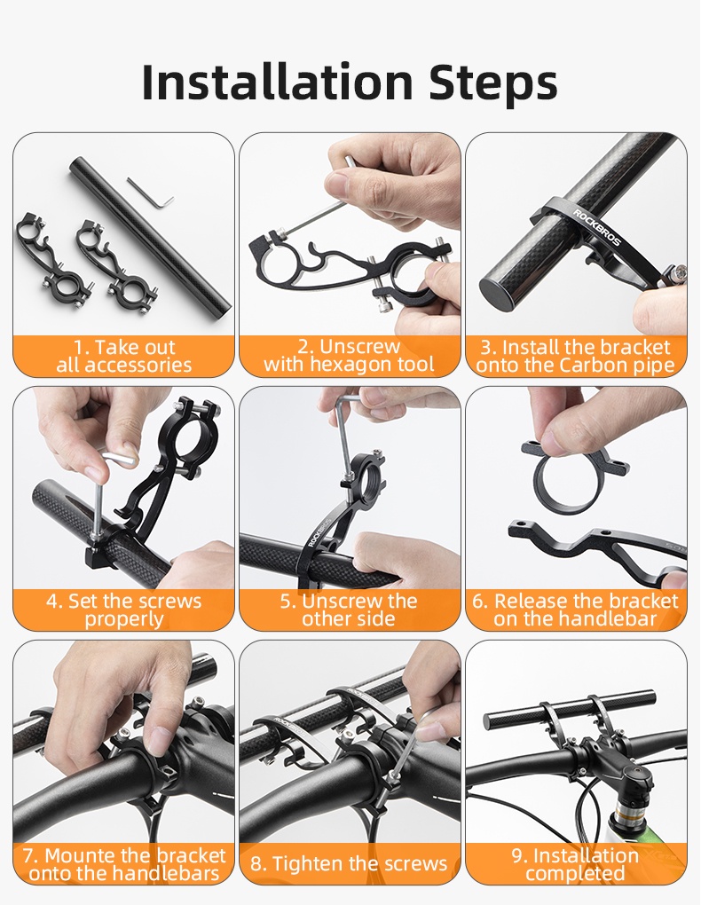 【PH Delivery】ROCKBROS Bicycle Carbon Fiber Handlebar Extension ...