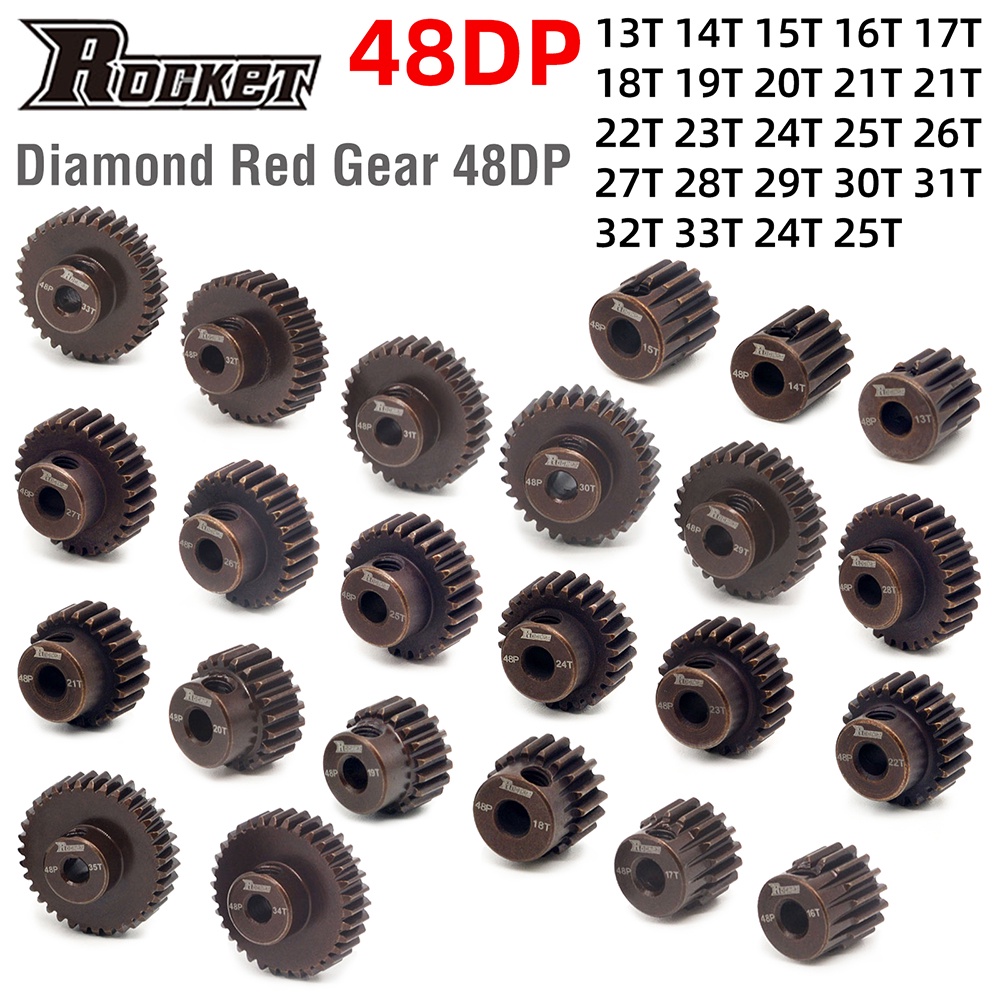 Rocket 48DP 3.175mm Metal Pinion Gear 13T-35T for 1/10 1/12 1/14 RC ...