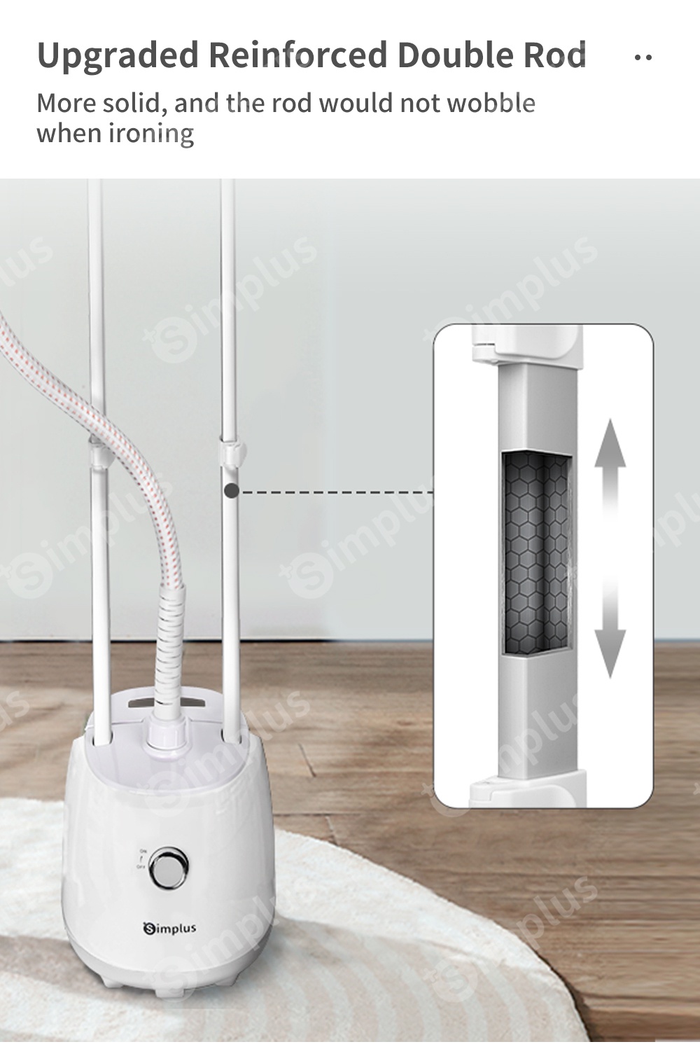 Simplus Garment Steamer Double Rod 2000W Power Flat&Hanging 2 in 1 ...