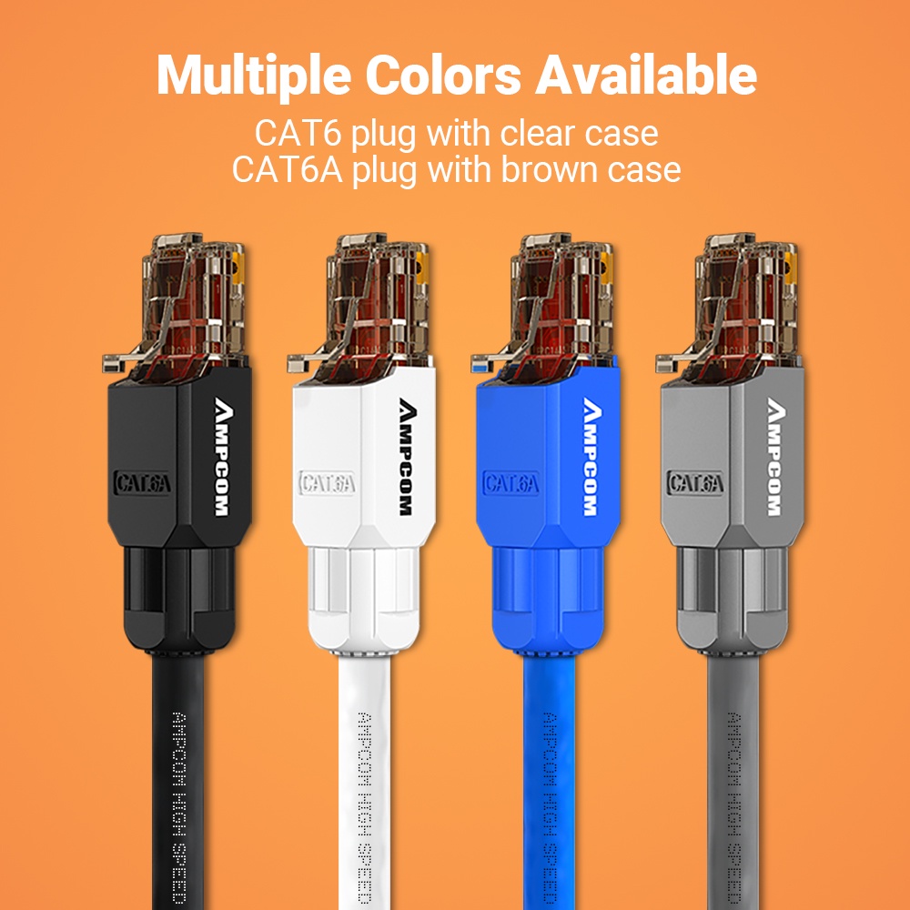 AMPCOM RJ45 Tool-Less Connectors UTP Network Plug Ethernet Connector ...