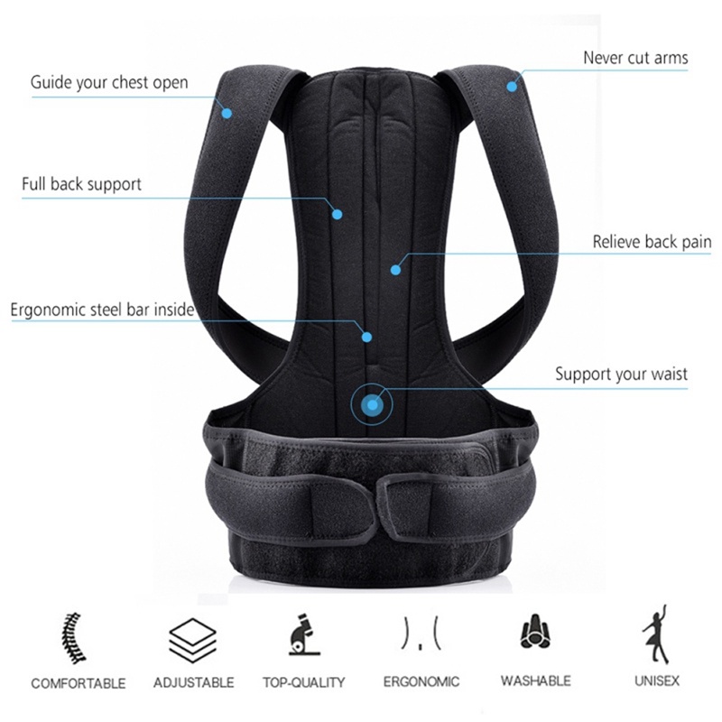 Straight Back Supporter Posture Adjustable Back Posture Corrector for ...