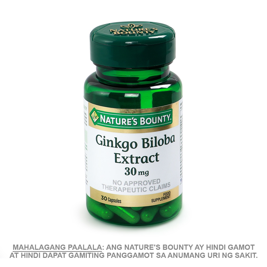 Natures Bounty Ginkgo Biloba Food Supplement 30mg X 30 Capsules ...