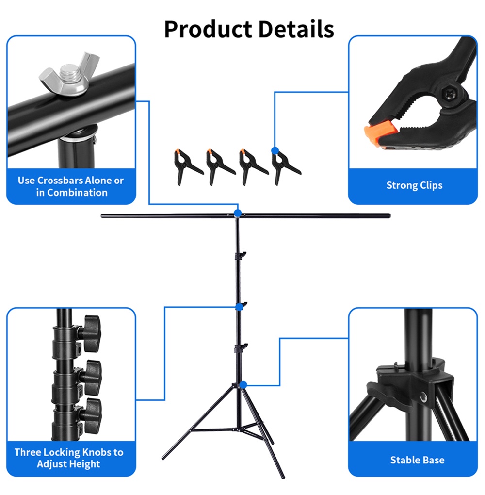 200 X 260cm Backdrop Stand Metal T Type Photography PVC Backdrop ...
