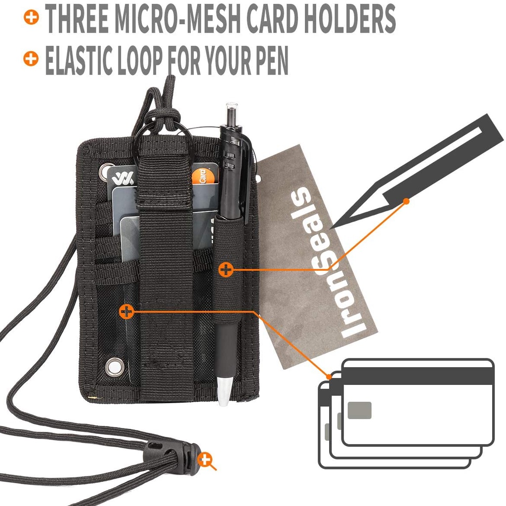 Tactical MOLLE ID Card Holder Hook Loop Patch Tour Guide Badge Holders ...