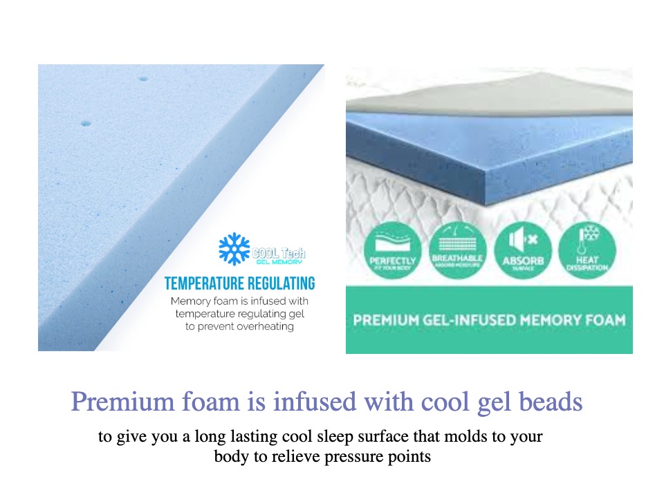 Comfort Living Foam Topper 3 inches thickness Premium CoolTech Gel ...