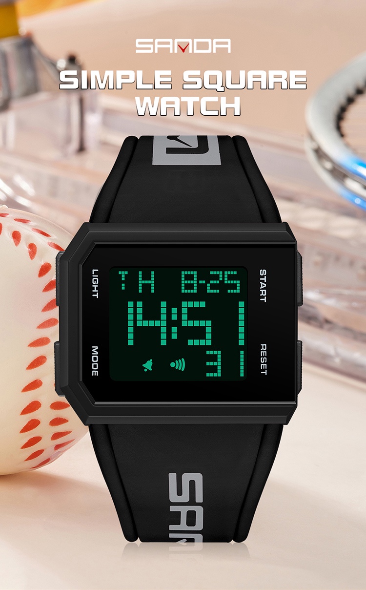 SANDA Multi-functional Sports Waterproof Square Men's Watch Luxury ...