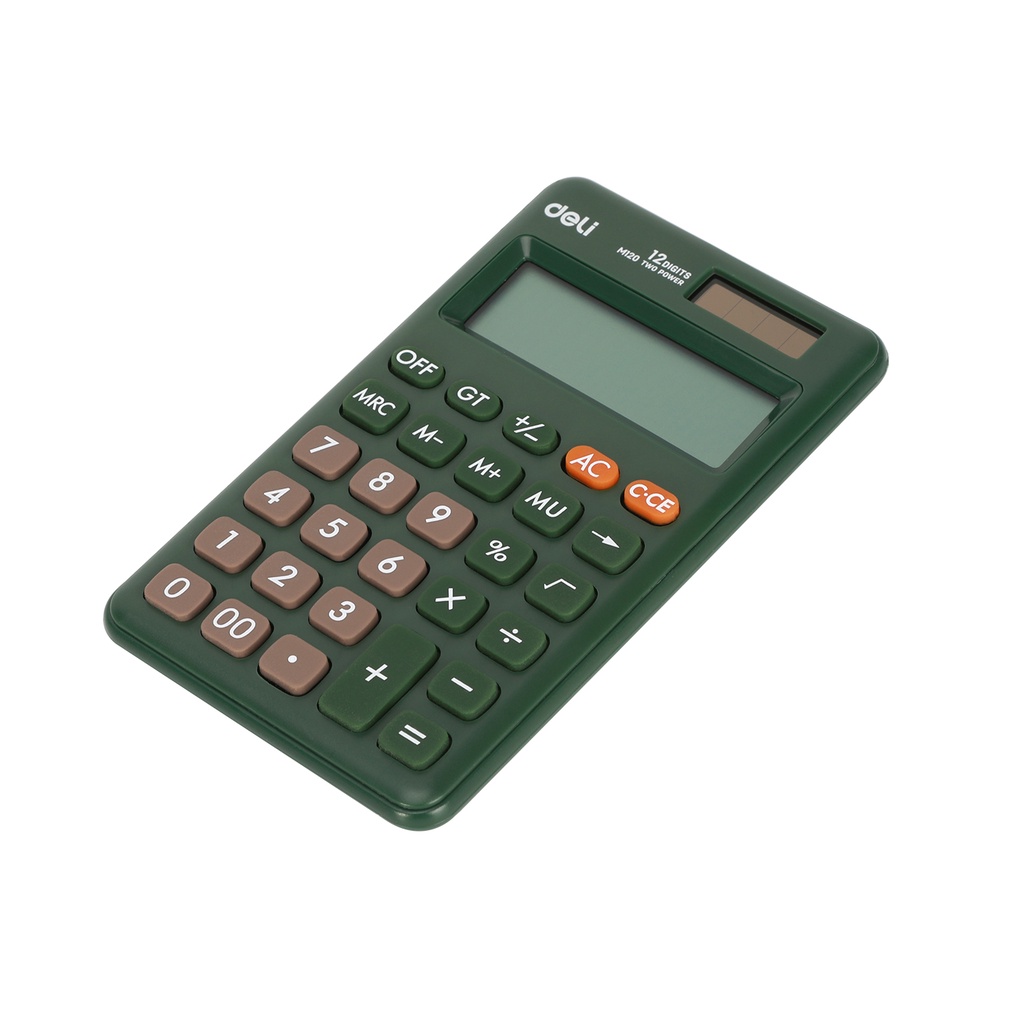 Deli 12-Digits Palm Calculator Mini Desktop Solar Electric Calculator ...