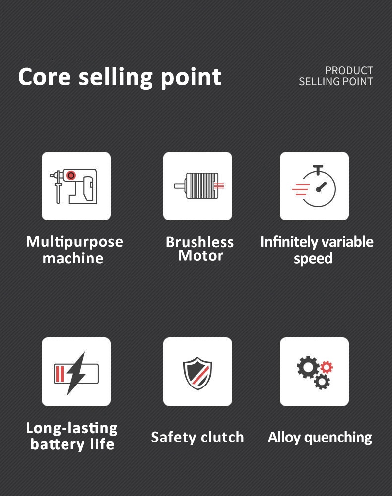 Cordless rotary hammer Drill Impact Drill Heavy Duty Electric Brushless ...