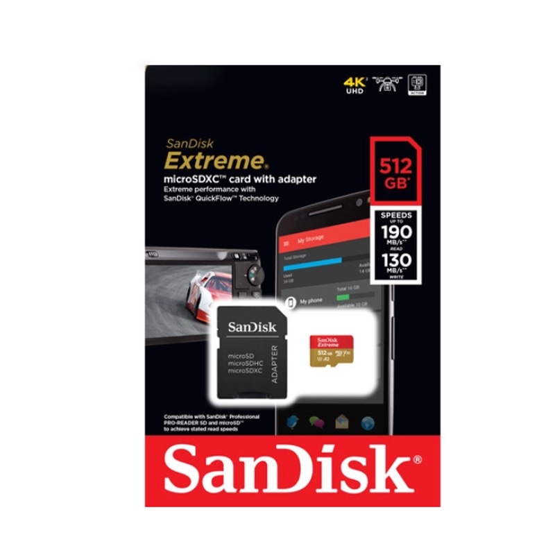 SanDisk Extreme 128GB 512GB Micro SD Card SDXC UHS-I A2 V30 w/ 160mb/s - 190mb/s Transfer Speed ...