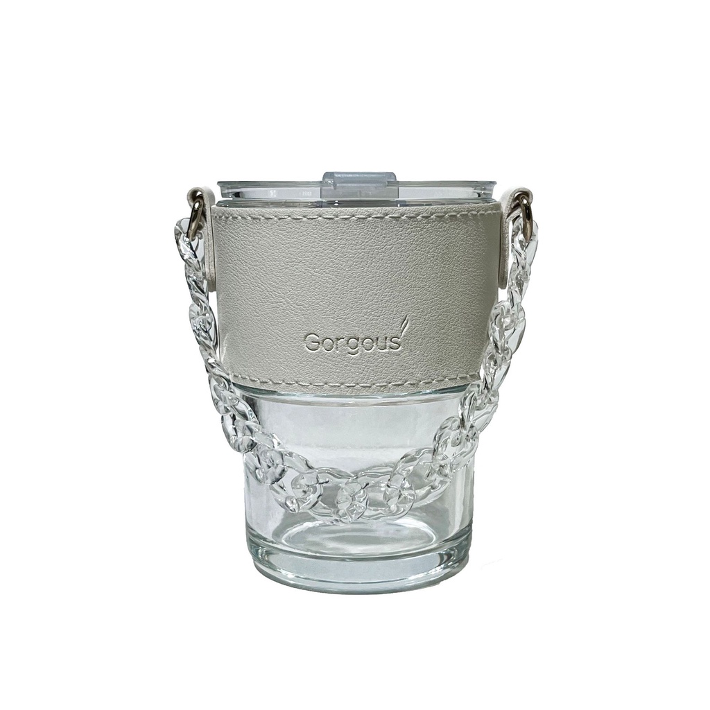 CJK New colorful glass mug with straw Chain strap girls office cold ...