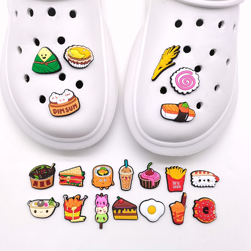 Cute Sandwich Dumpling Jibbitz Food Egg Tart Crocs Jibbits Donut Cake ...