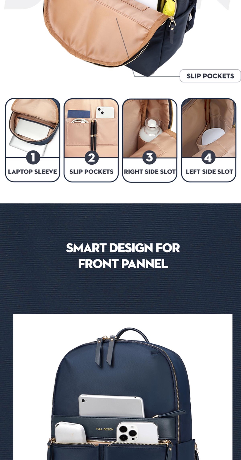 FULL DESIGN Women Laptop Backpack Casual Waterproof School Bag 14/15.6 ...