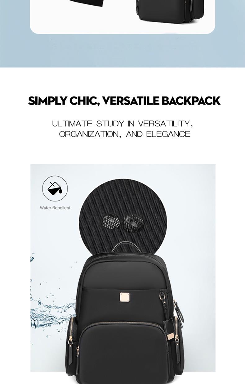 FULL DESIGN Clara Waterproof Nylon Laptop Backpack 14 Inch Large School ...