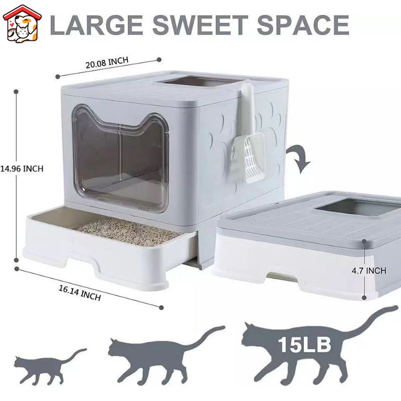 Large Cat Litter Box With Top Entry Anti Splash Fully Closed Cat Litter ...