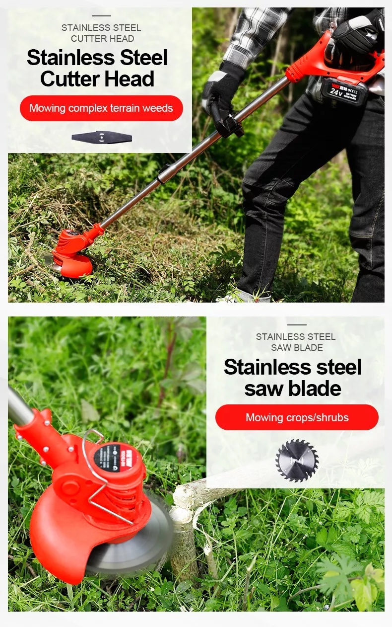 Cordless Lawn Mower 48V Rechargeable Electric Grass Cutter Weed Cutter ...