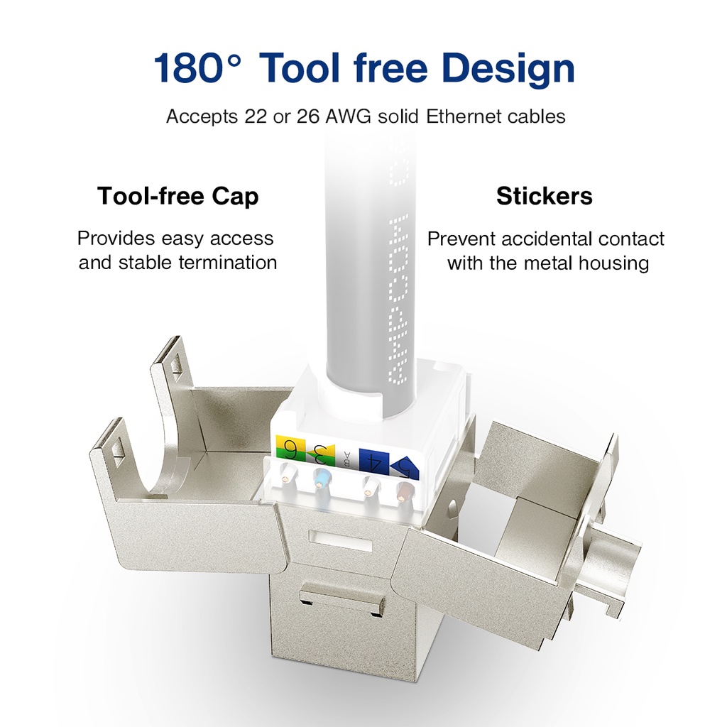 AMPCOM CAT7 Keystone Jack, Fluke DSX 8000 Passed AMPCOM Shielded Zinc ...