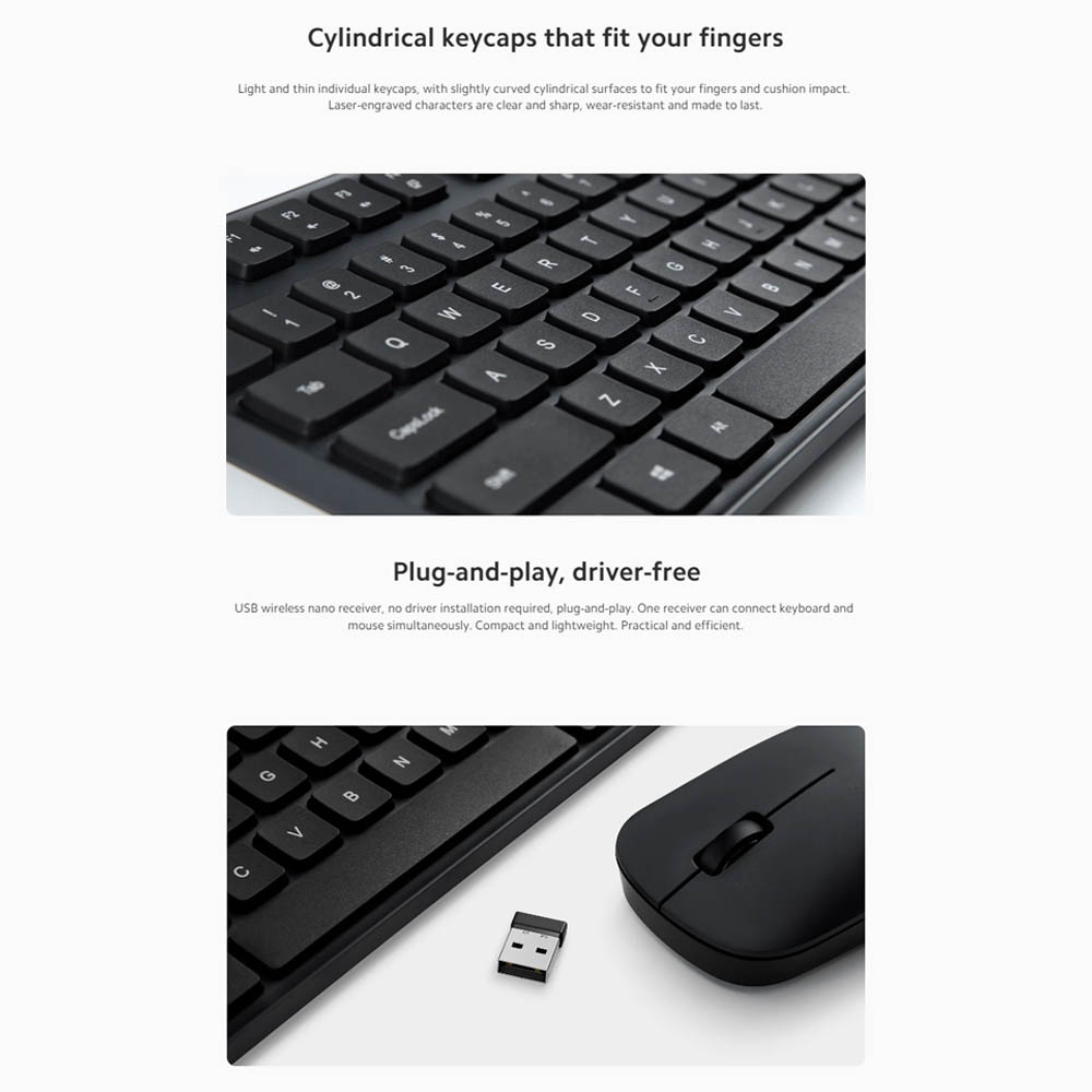 Xiaomi Wireless Keyboard and Mouse Combo Set 2.4GHz 104-key Portable ...