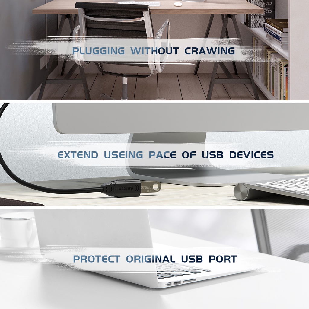 AMPCOM USB Extension Cable USB 3.0 Cable usb Extender for USB Keyboard ...