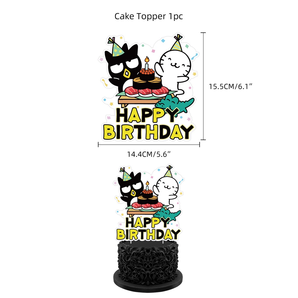 Sanrio BAD BADTZ-MARU XO Penguin Balloons Banner Cake Toppers Birthday ...