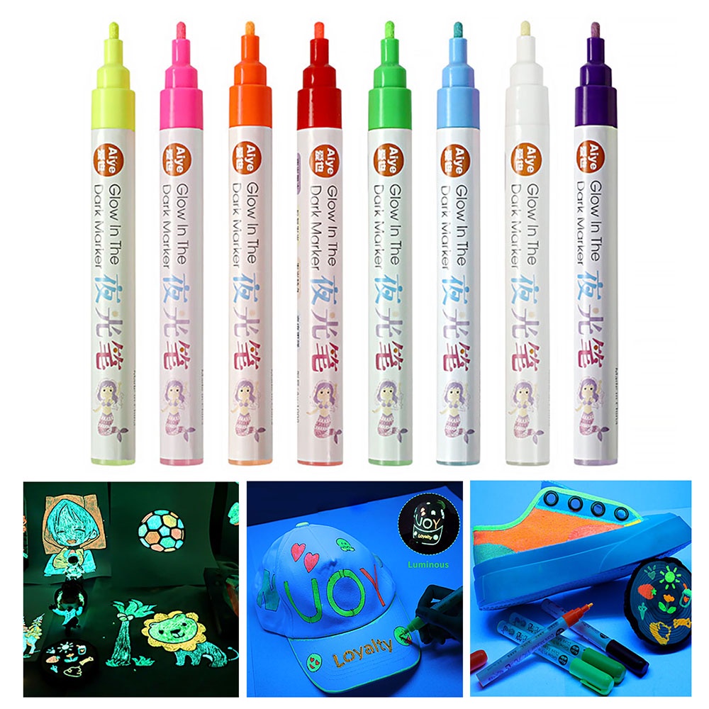 8 Colors Fluorescent Markers Glow-in-the-dark Paints Art Painting ...