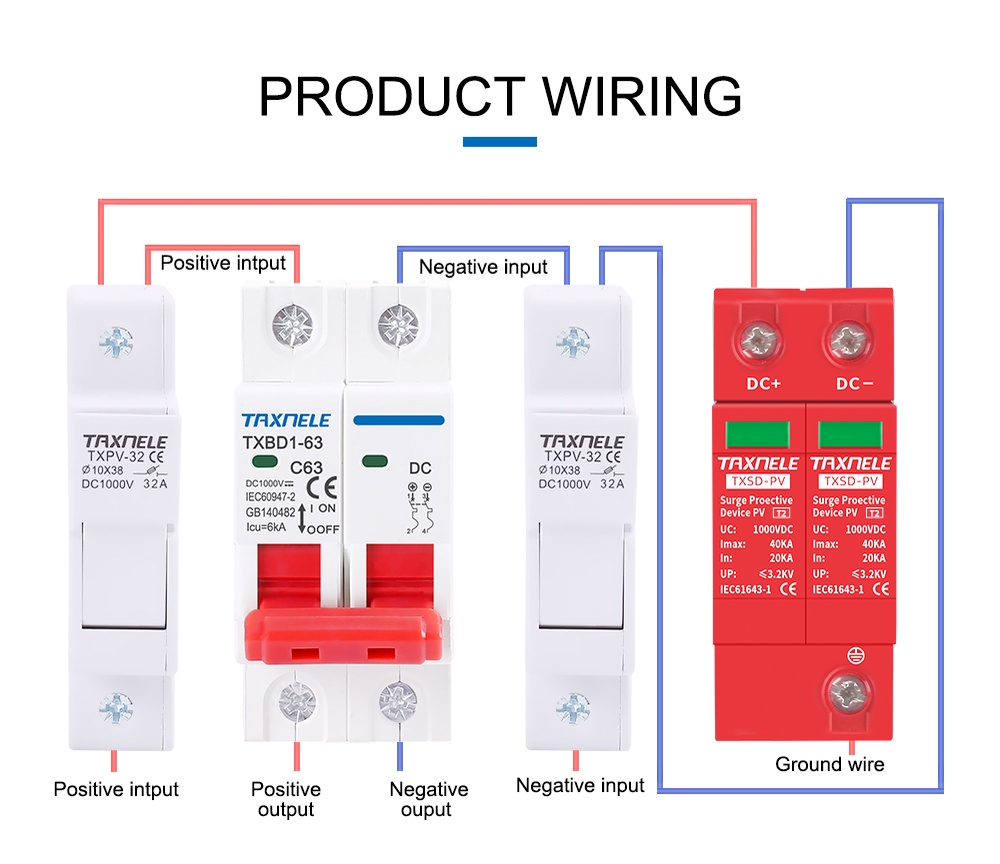 DC Surge Protector SPD 40KA 60KA 1000V Voltage Protector Solar PV Photovoltaic Lightning ...