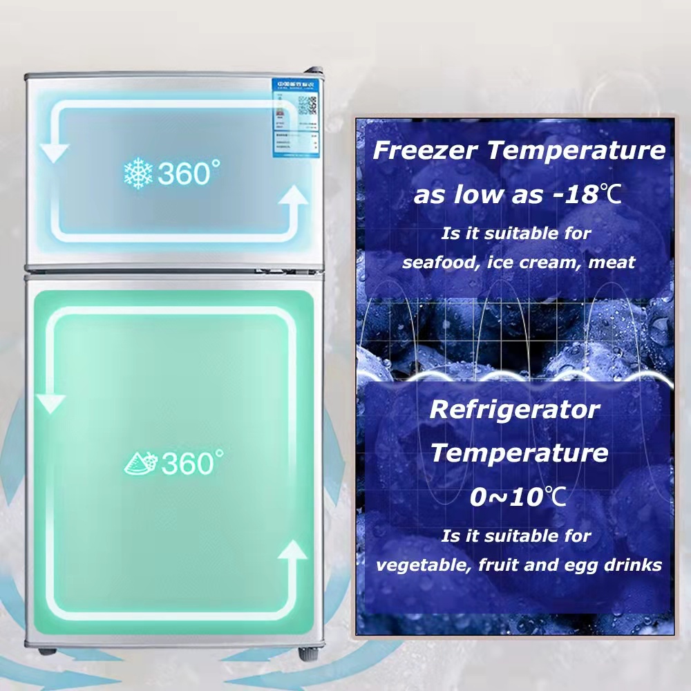 HANATEK Refrigerator With Freezer HD Inverter 2-Door Small Refrigerator ...