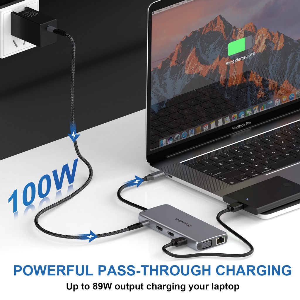 Wavelink USB C 12 In 1 Hub Triple Display Type-C Adapter W/ 4k HDMI And ...