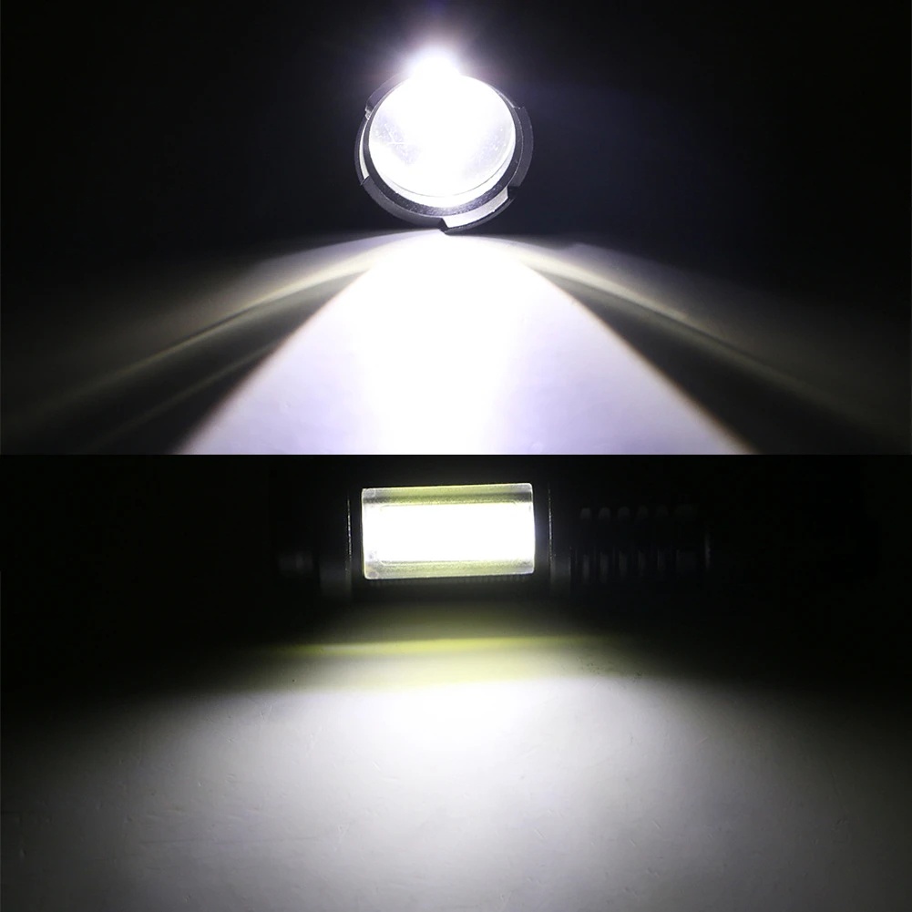 New Rechargeable Mini Flashlight - XPE COB Dual Light, Zoomable, IPX4 ...