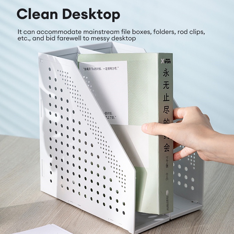 Deli Two-Fold Desktop Document Book Storage Folding File Box Office ...