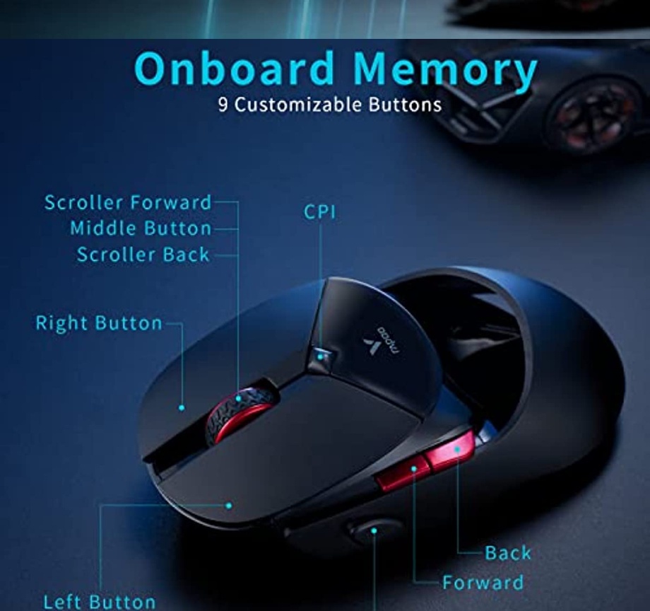 Rapoo VT960S 2.4G Wireless Gaming Mouse PMW3389 Engine 9 Programmable ...