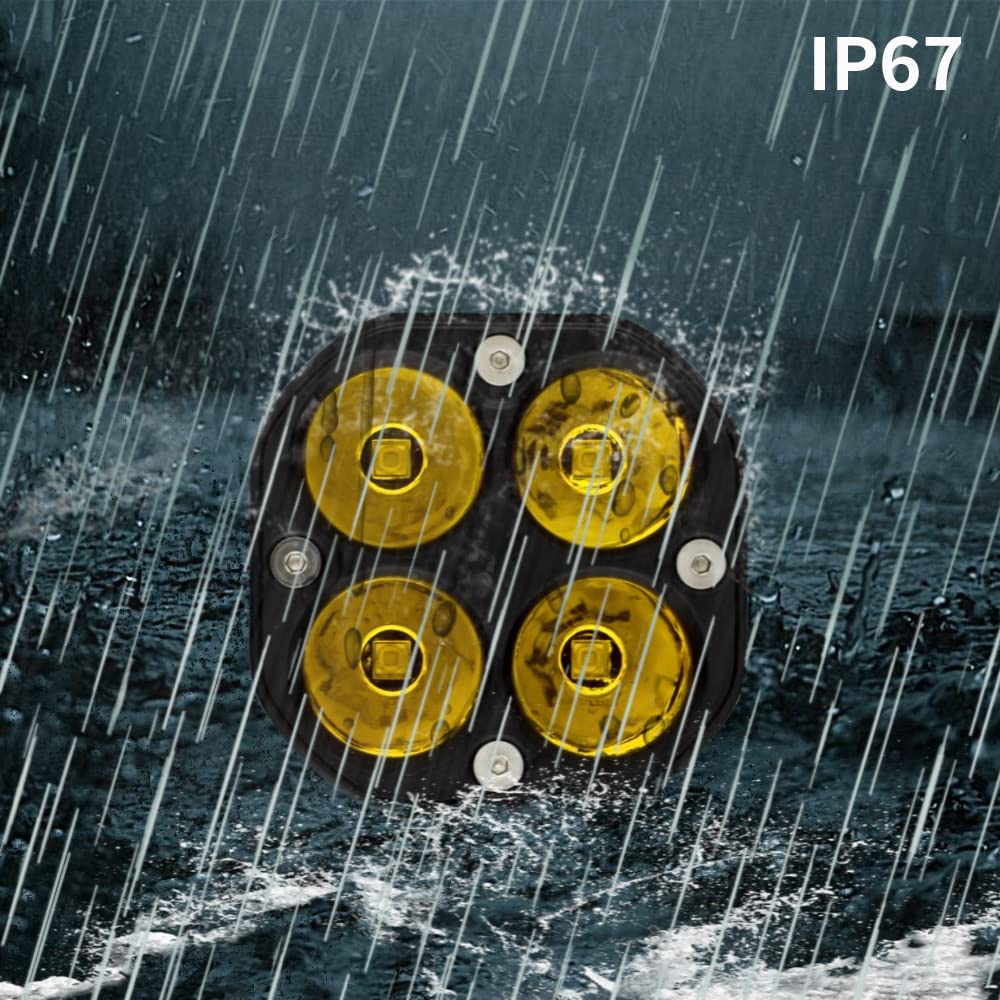 2Pcs LED Square Mini Driving Light Fog Lights Auxiliary Lights Bumper ...