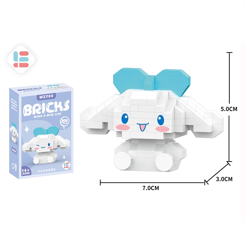 Mini Size Kawaii Sanrio Kuromi Cinnamoroll My Melody Figures Building ...