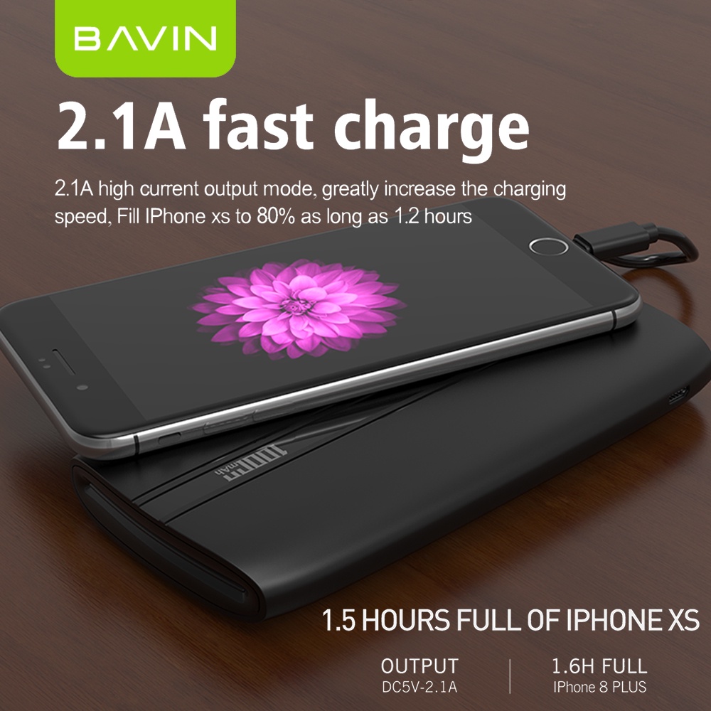 BAVIN PC087 10000mAh Slim Size Portable Power Bank W/ Micro Type-C ...
