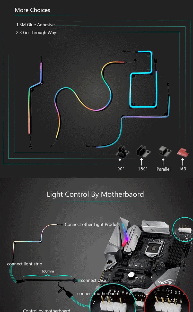 Phanteks M1 M5 5V 3 PIN Light Strip ARGB Neon Computer Case Decoration ...